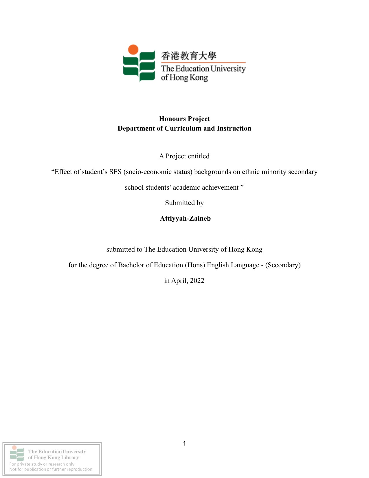 Effect of student's SES (Socio-Economic Status) backgrounds on ethnic ...
